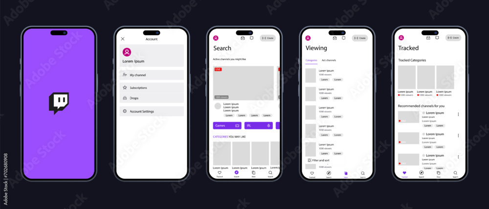 Twitch mobile interface. Twitch Iphone 15 screen social media ...