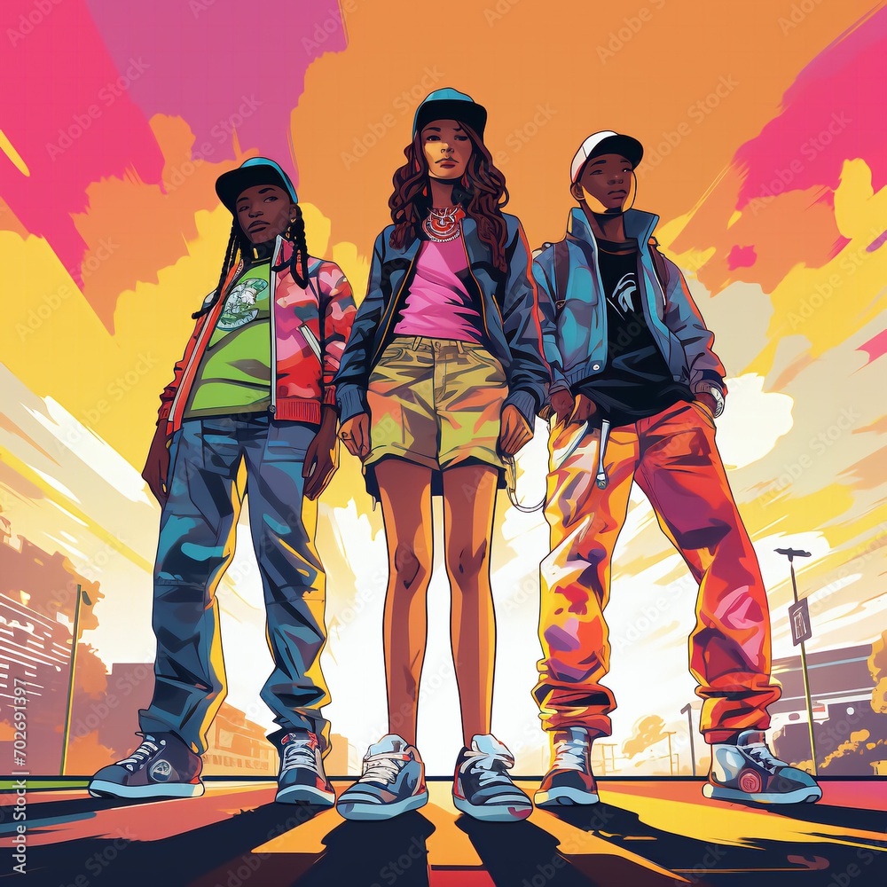 Imagine an urban scene that captures the essence of the '90s and early ...