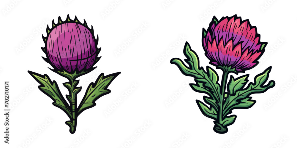 Thistle isolated on a white background. Cartoon vector illustration ...