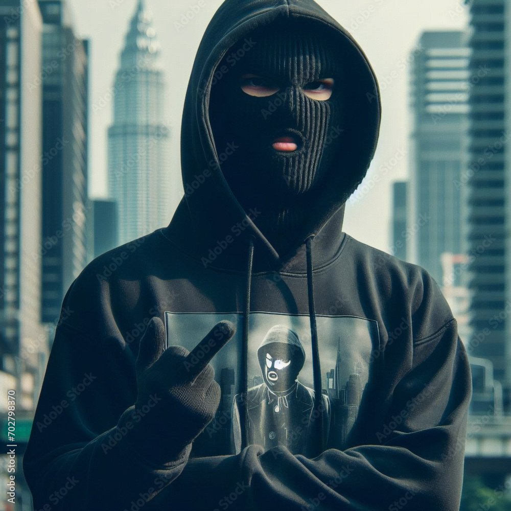 Gang members with guns, doing gang signs, wearing ski masks, balaclavas ...