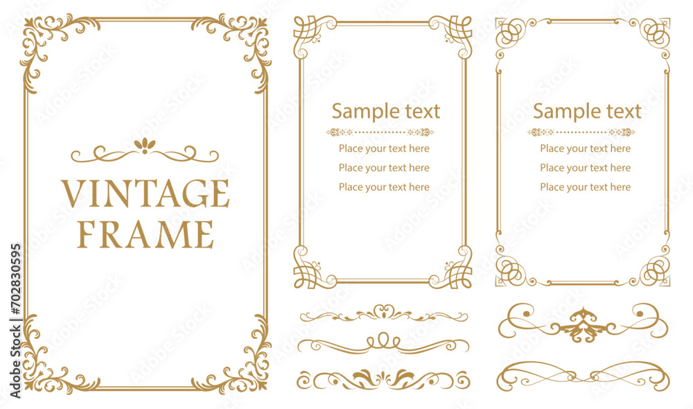 Decorative vector frames and borders. Set of vintage floral ornament ...