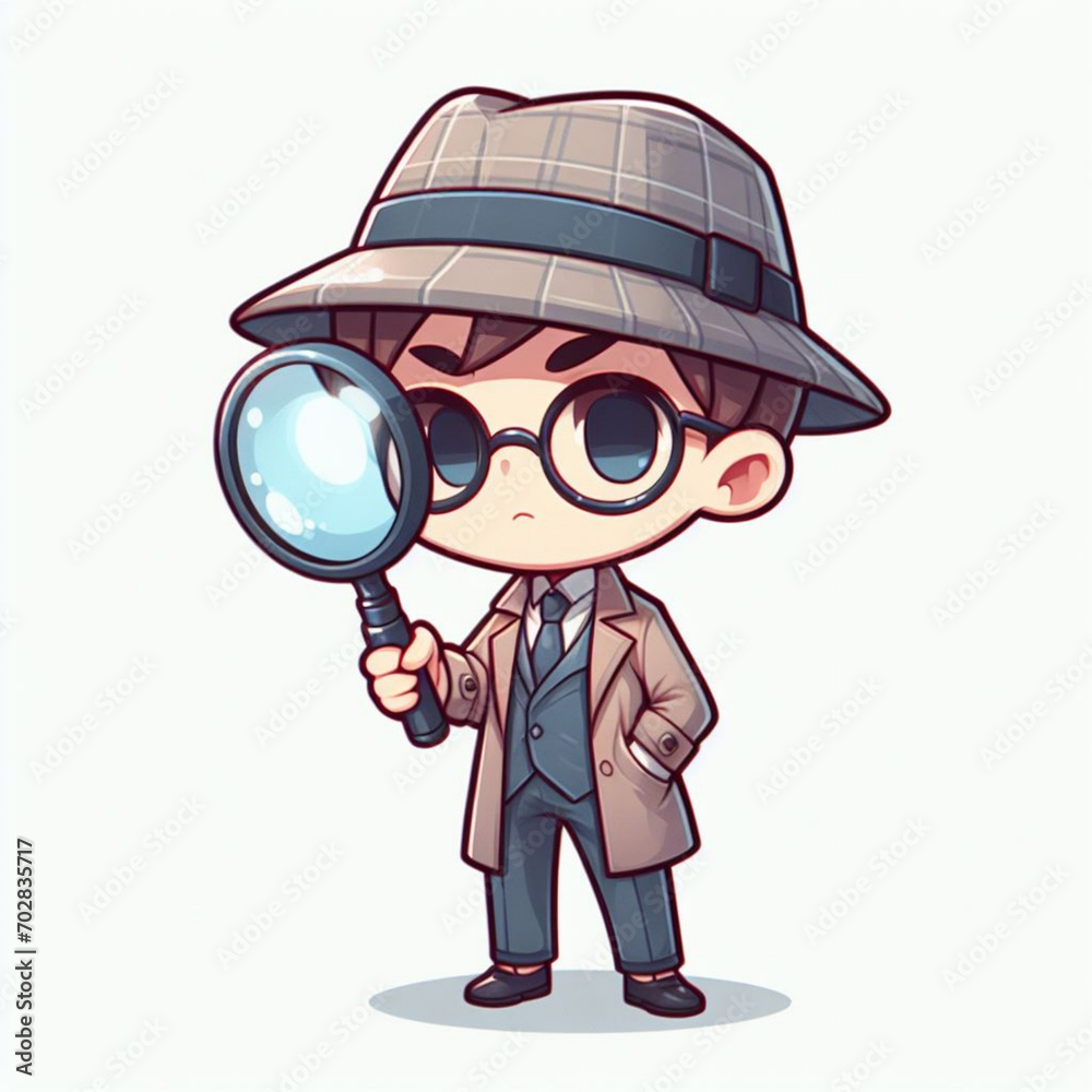 detective with magnifying glass Stock Illustration | Adobe Stock