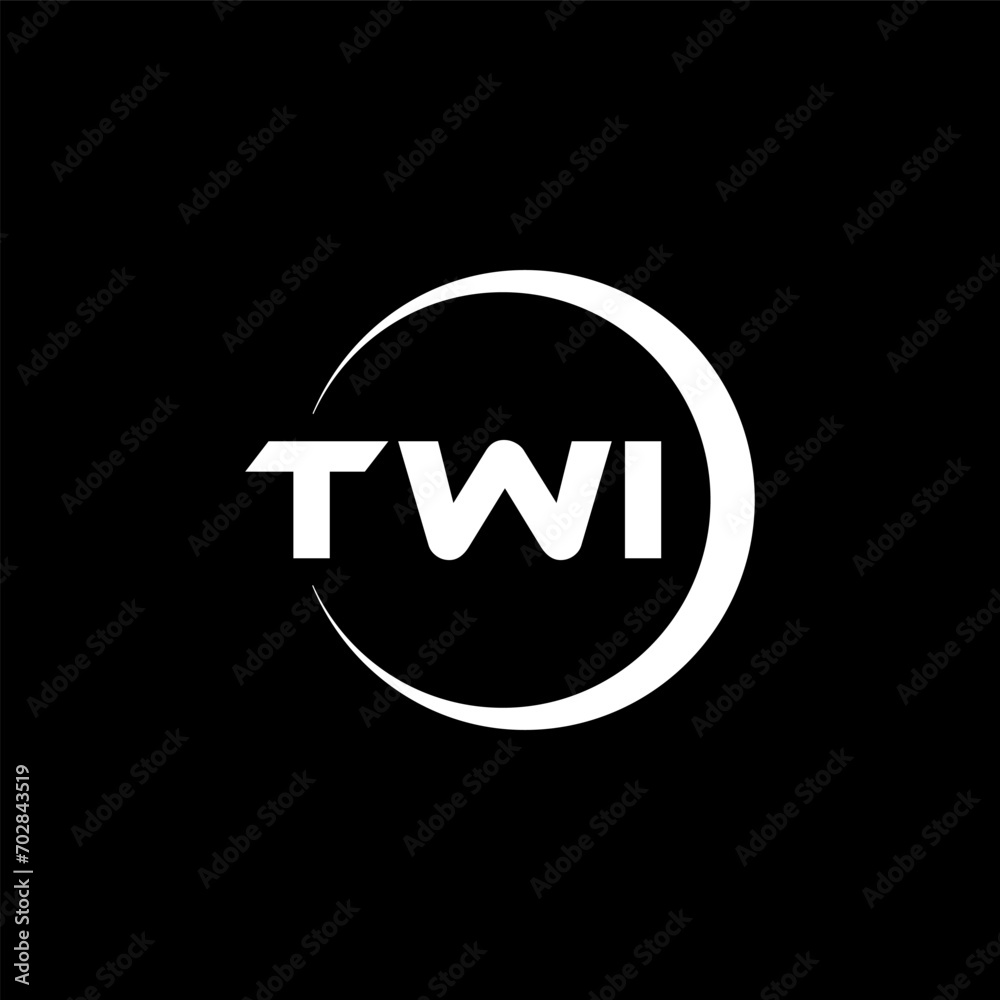 TWI letter logo design with black background in illustrator, cube logo ...