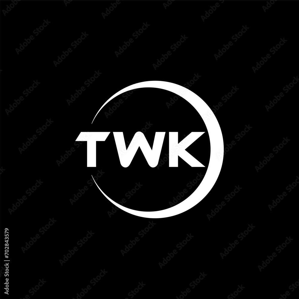 TWK letter logo design with black background in illustrator, cube logo ...