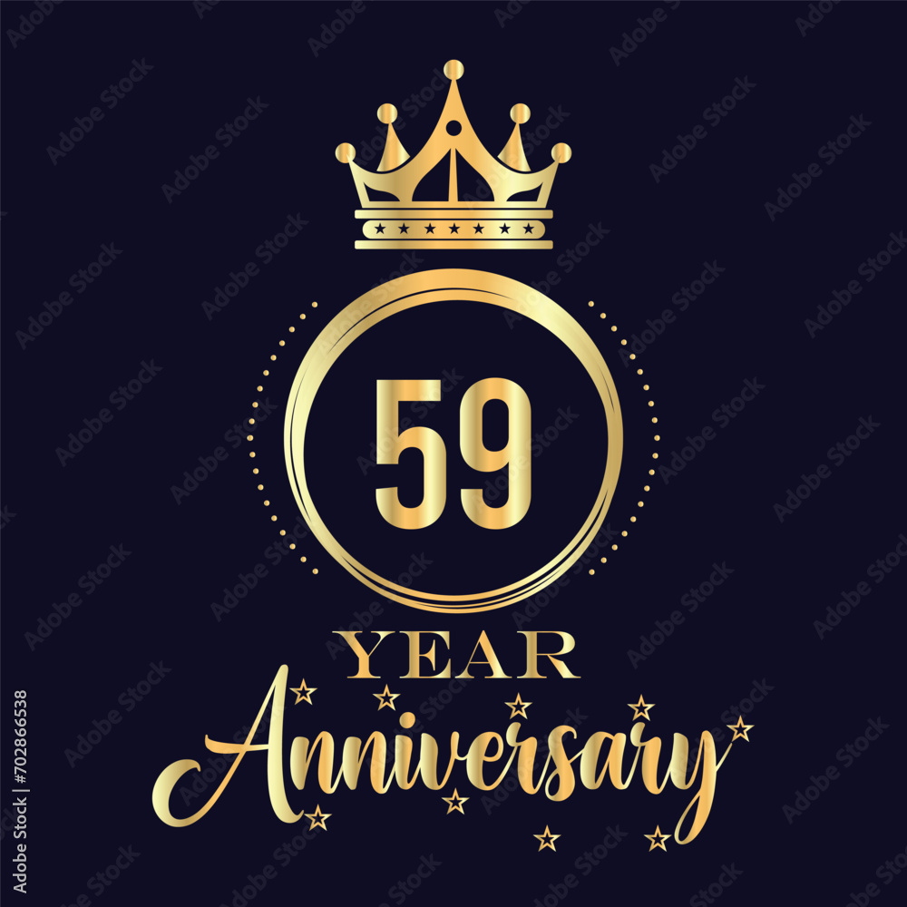 59 years anniversary design with crown template. Vector and ...