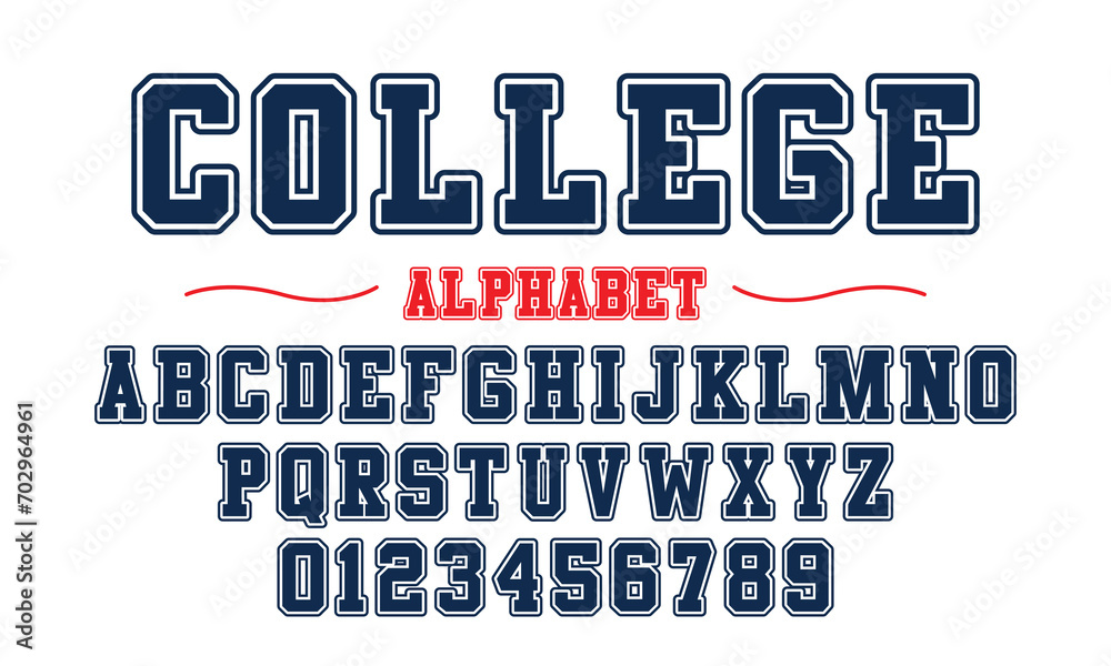 Editable typeface vector. College sport font in american style for ...