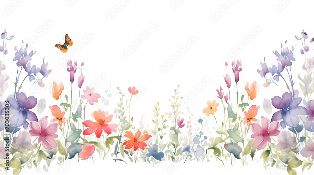 Floral frame with watercolor flowers, decorative flower background ...