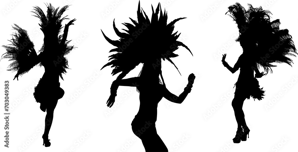 siluetas bailarines, carnaval, brasil, samba, poses Stock Illustration ...