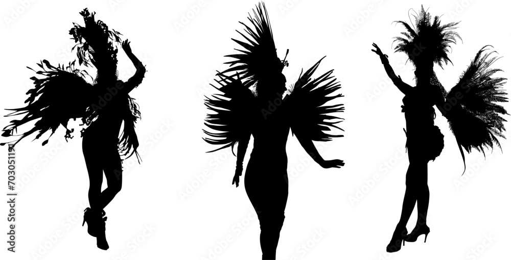 siluetas bailarines, carnaval, brasil, samba, poses Stock Vector ...