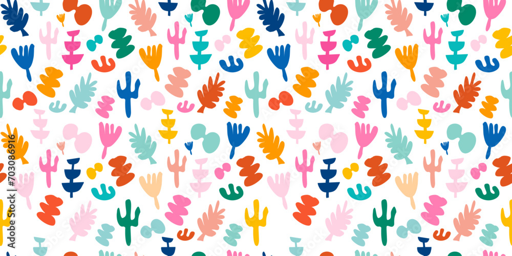 Abstract colorful basic organic shape seamless pattern doodle set ...