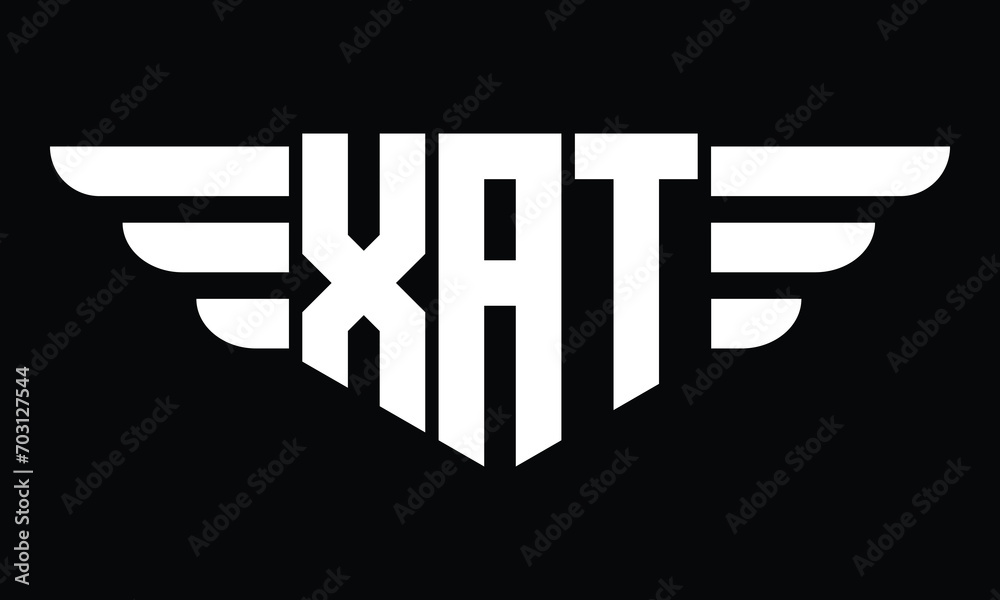 XAT three letter logo, creative wings shape logo design vector template ...