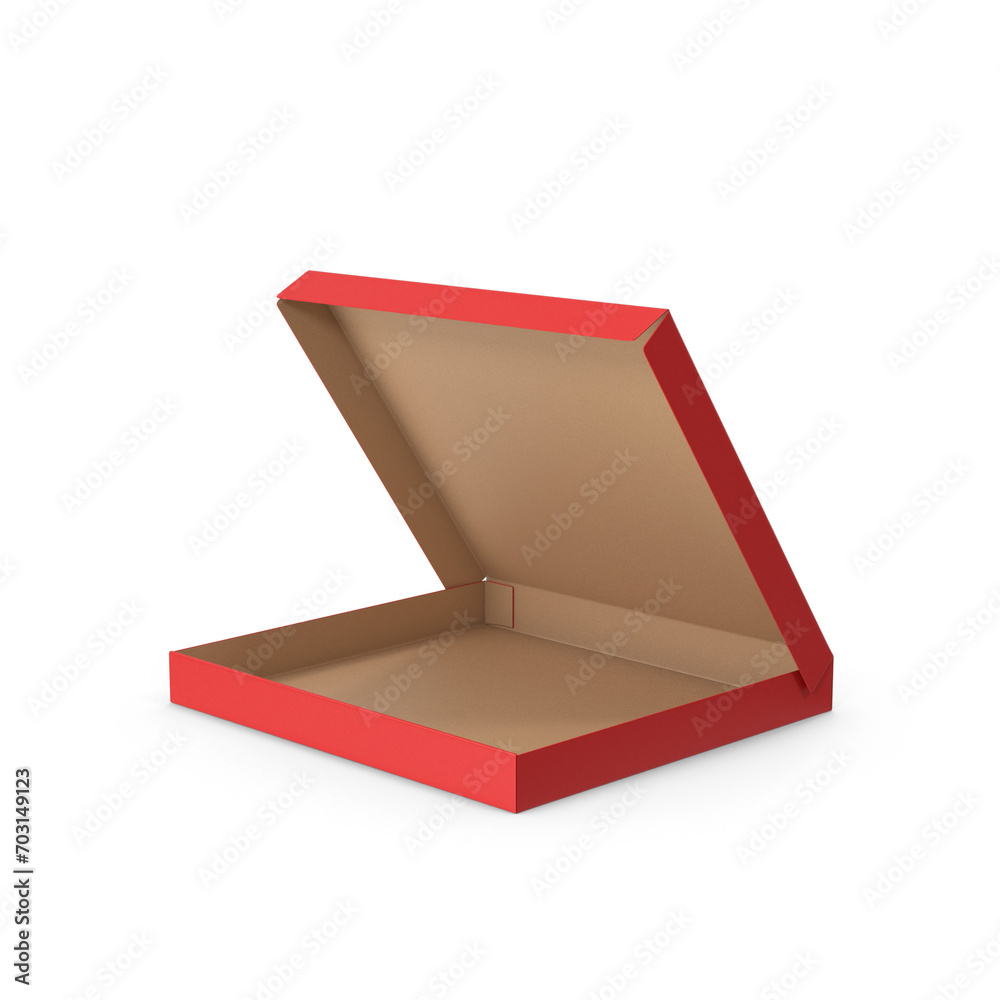 Blank red glittering Square PNG pizza box isolated on white background ...