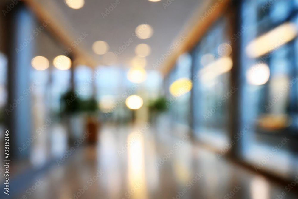 blurred for background. office building interior, empty hall in the ...