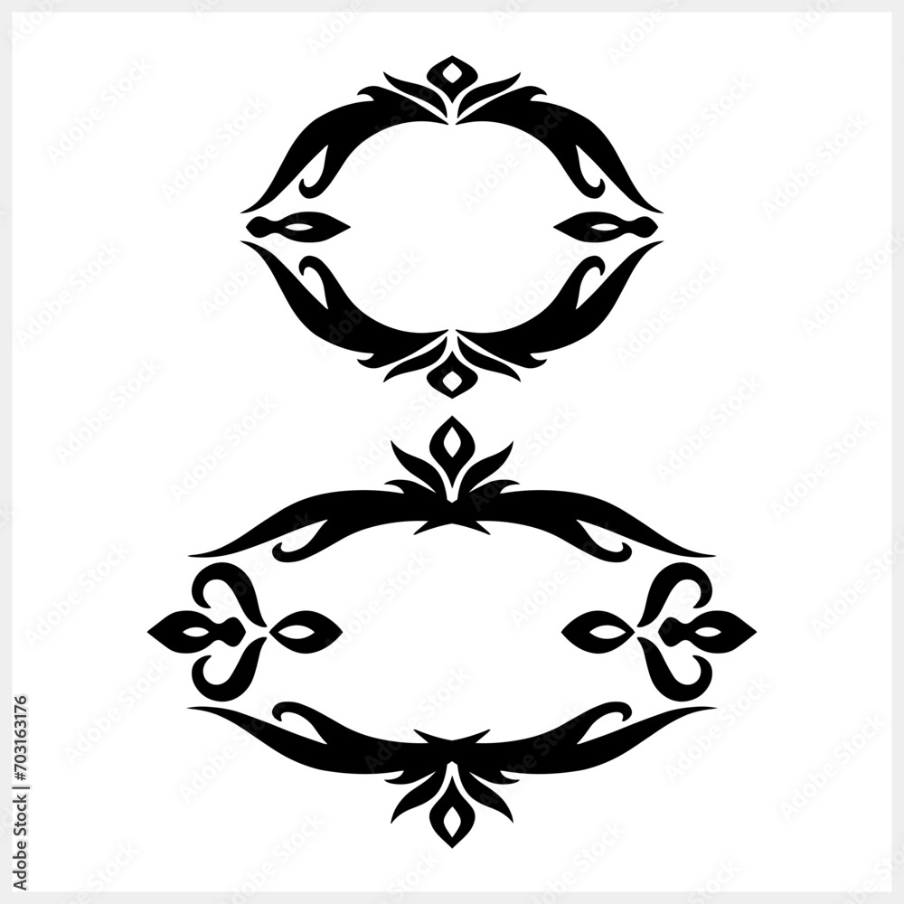 Vintage element isolated. Damask frame border pattern. Engraving ...