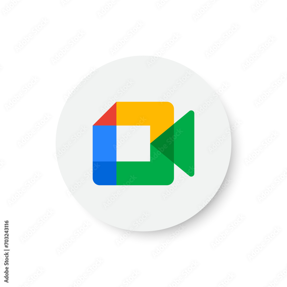 Circle Google Meet logotype icon. Meeting app. Network application ...