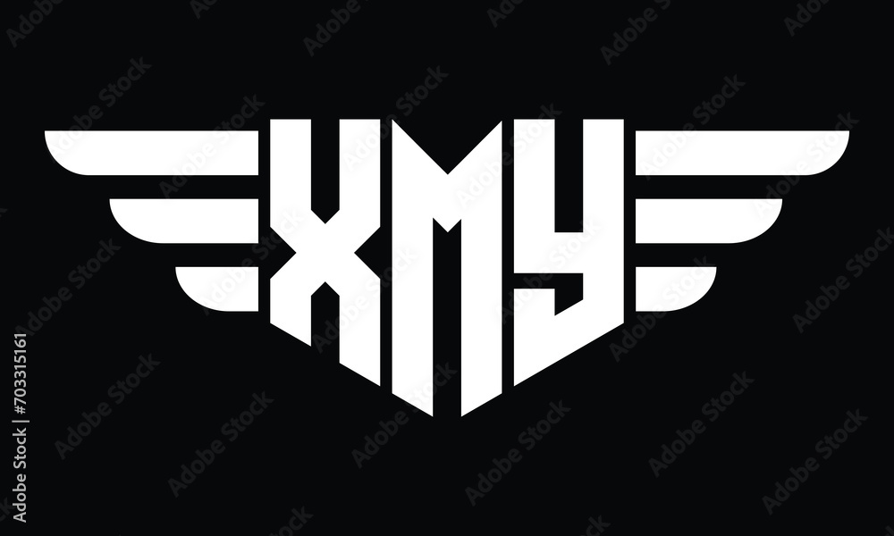 XMY three letter logo, creative wings shape logo design vector template ...