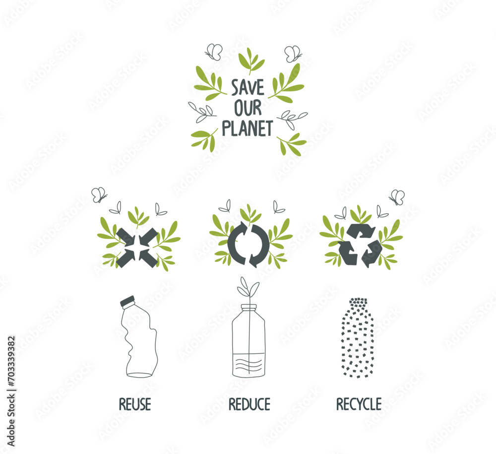 Vector Hand drawn cartoon sketch of plastic bottle whitch can reduce ...