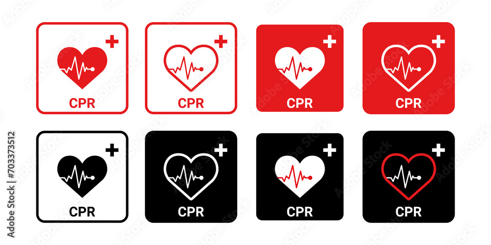 Collection of cpr icon transparent background. Stock Illustration ...