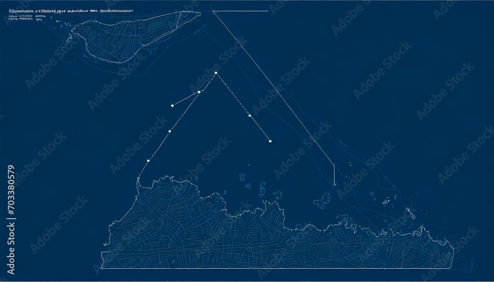 sea abyss vector topographic map with depth route and coordinates ...