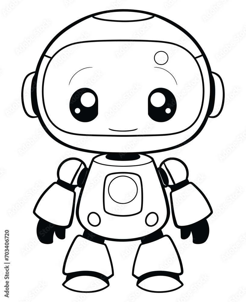 Robot coloring page, isolated coloring book. Color pages for kids ...