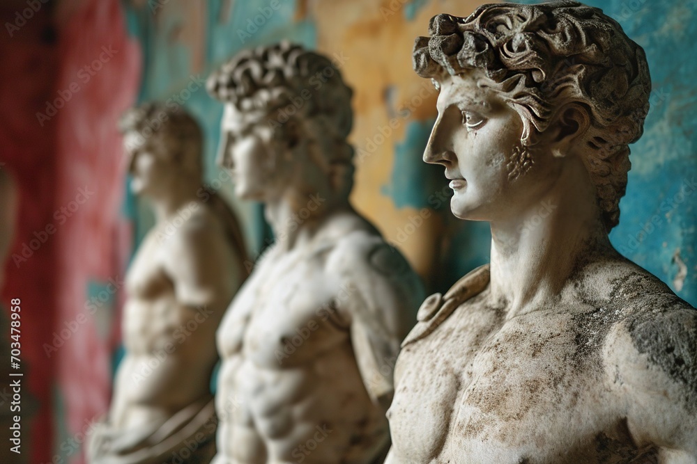 Abstract beautiful muscular stoic person, stone statue sculpture with ...