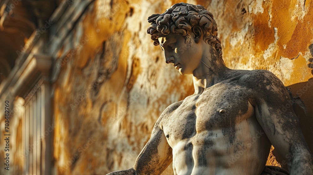Abstract beautiful muscular stoic person, stone statue sculpture with ...