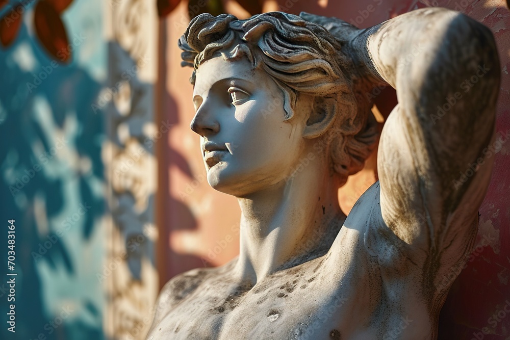 Ilustrace Abstract beautiful muscular stoic person, stone statue ...