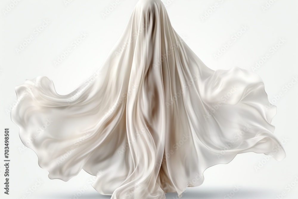 Ghost Figure Covered with White Silk Cloth Stock Illustration | Adobe Stock