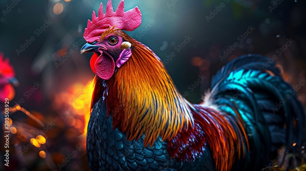 Photo Stock rooster in the garden, Unveil the fantastical with a ...
