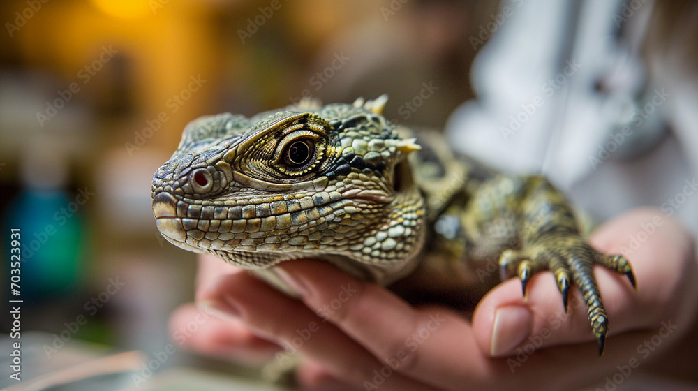 Reptile Checkup Encounter: A vet conducting a reptile checkup, handling ...