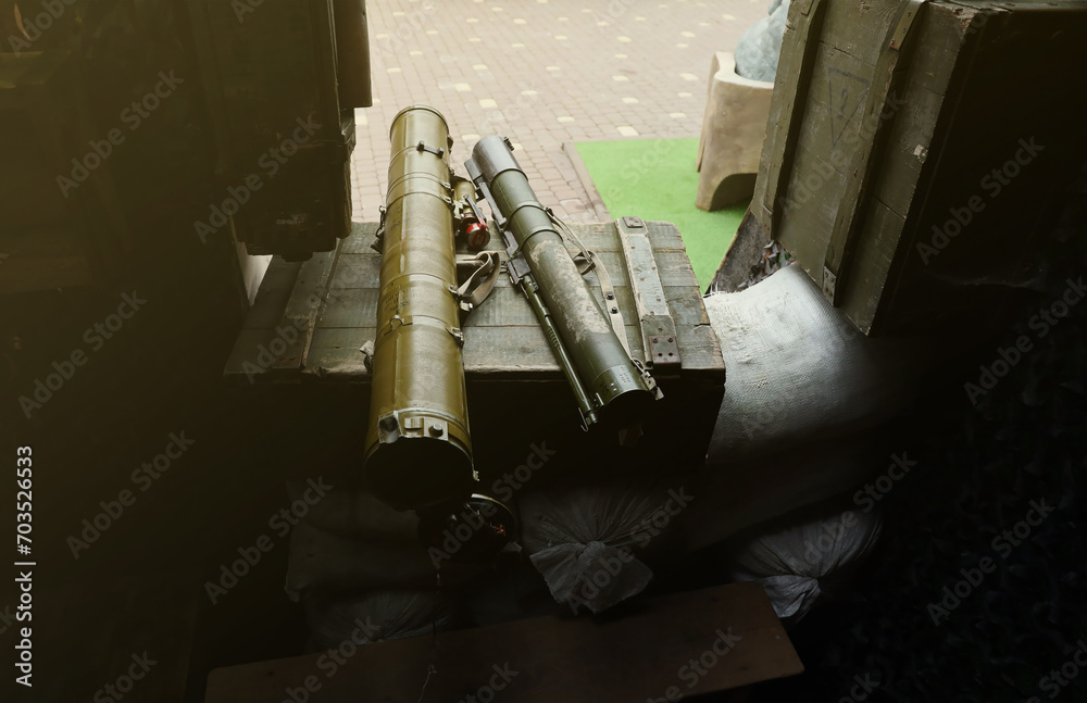 Military, Shooting RPG anti tank grenade launcher. war trophy. military ...