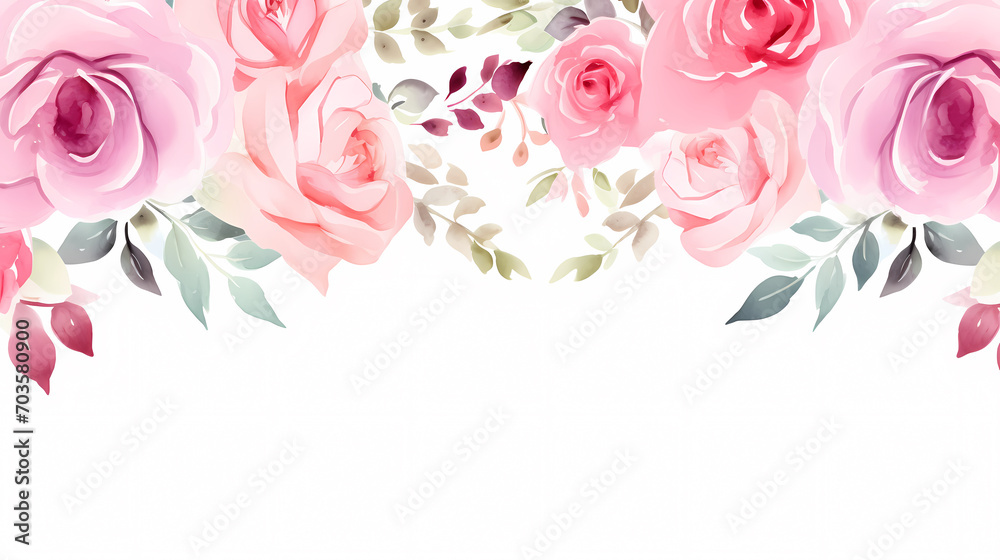 Floral frame with watercolor flowers, decorative flower background ...
