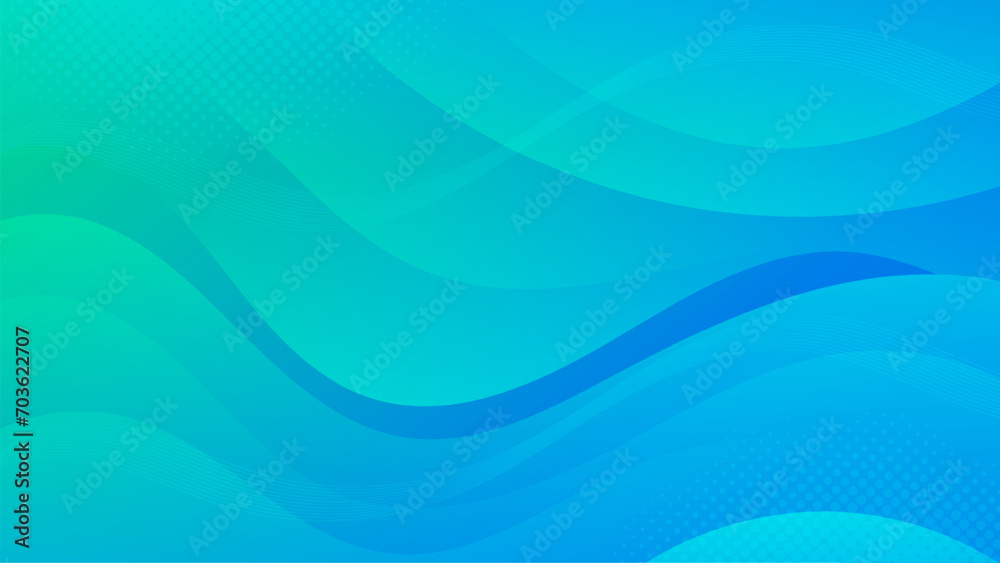 Abstract Green blue Background with Wavy Shapes. flowing and curvy ...