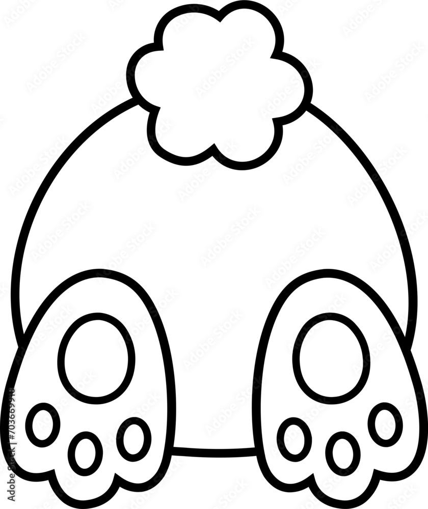 Vector de Stock Cute bunny butt outline vector. Rabbit Tail outline ...