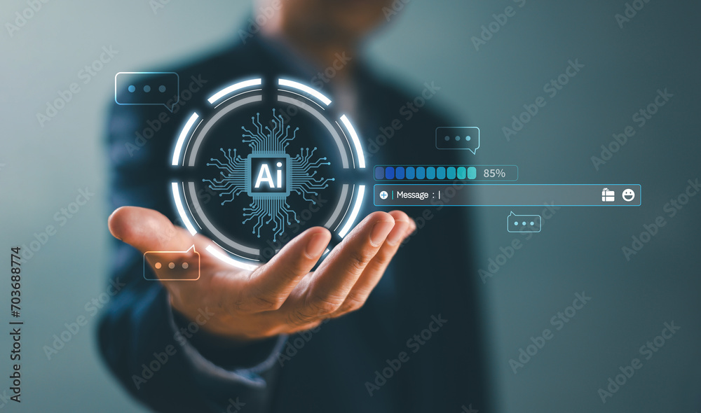 Artificial Intelligence Ai network concept. Chatbot chat with robot Ai ...