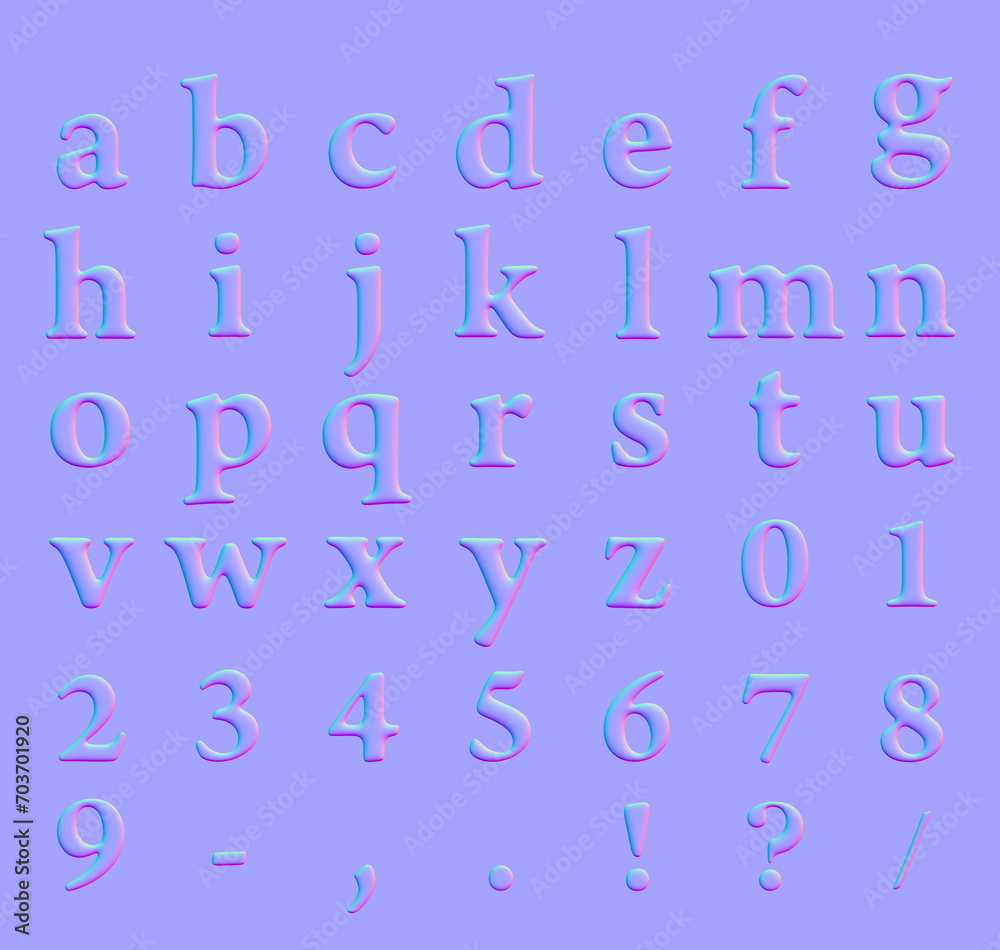Normal map of alphabets and numbers. Stock Illustration | Adobe Stock