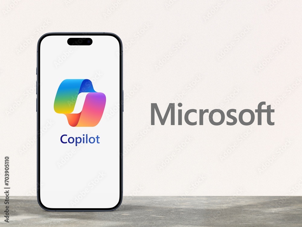 Microsoft Copilot Logo shown on a modern smartphone, Microsoft logo ...