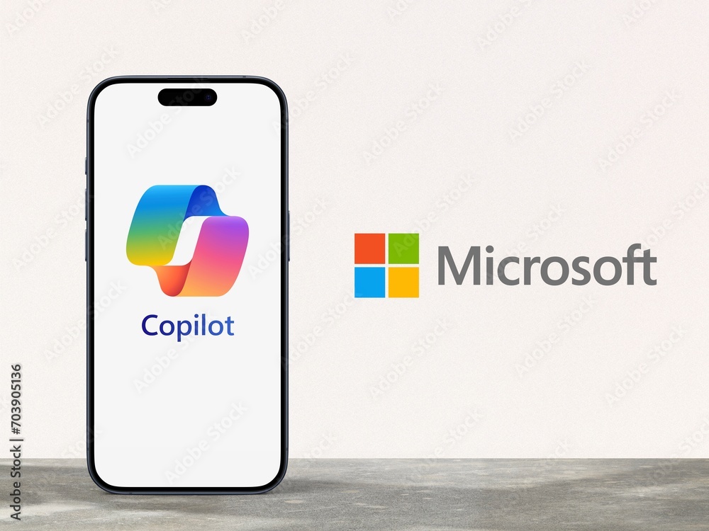 Microsoft Copilot Logo shown on a modern smartphone, Microsoft logo ...