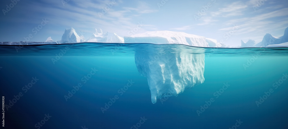 Crisis concept Global warming and melting glaciers, Iceberg in the ...