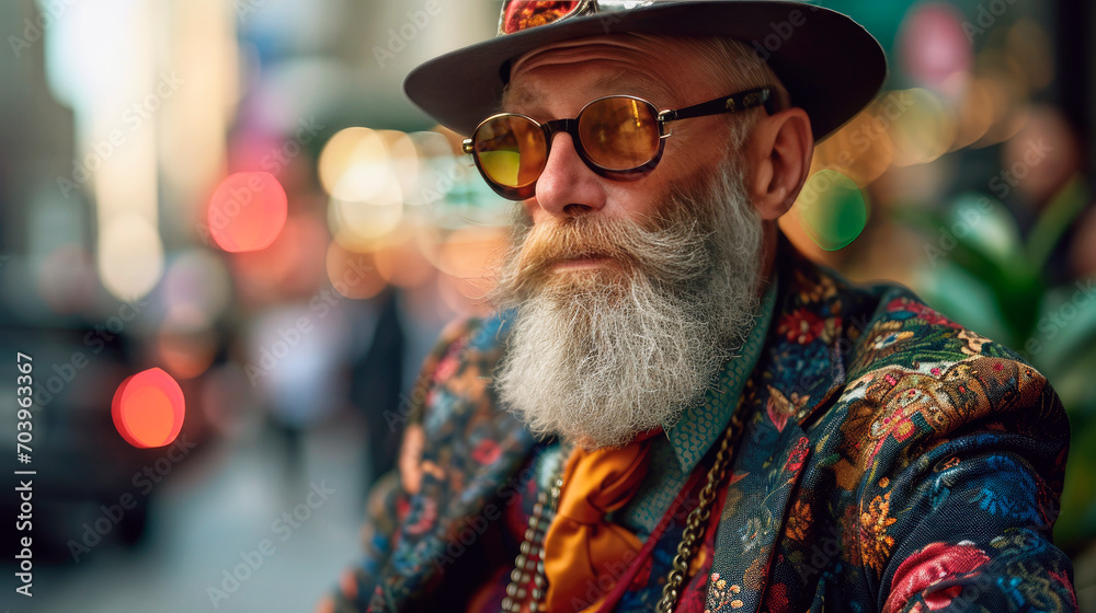 Sartorial Grace: Close-up Portrait of a 70-Year-Old Man with Timeless ...