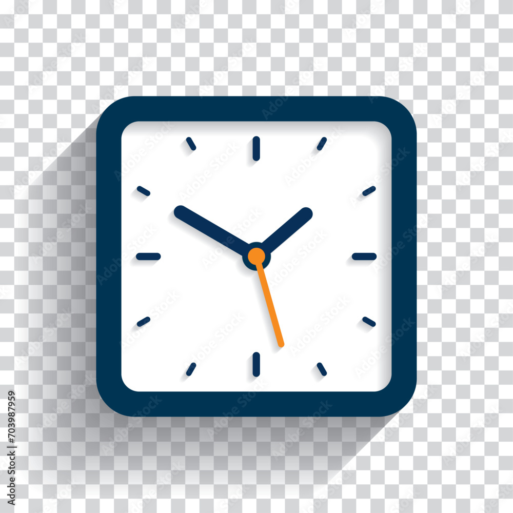 Square clock icon in flat style, timer on transparent background ...