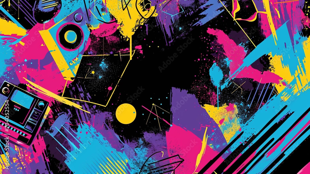 Back To The 90's Backdrop on black background, 90s Theme Party ...