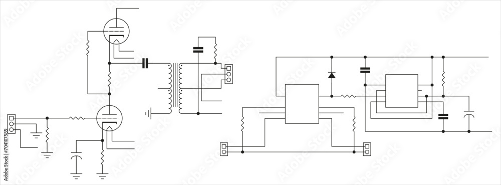 Vector template of schematic diagram of electronic device. Drawing ...