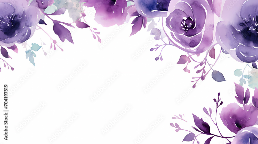 Floral frame with watercolor flowers, decorative flower background ...