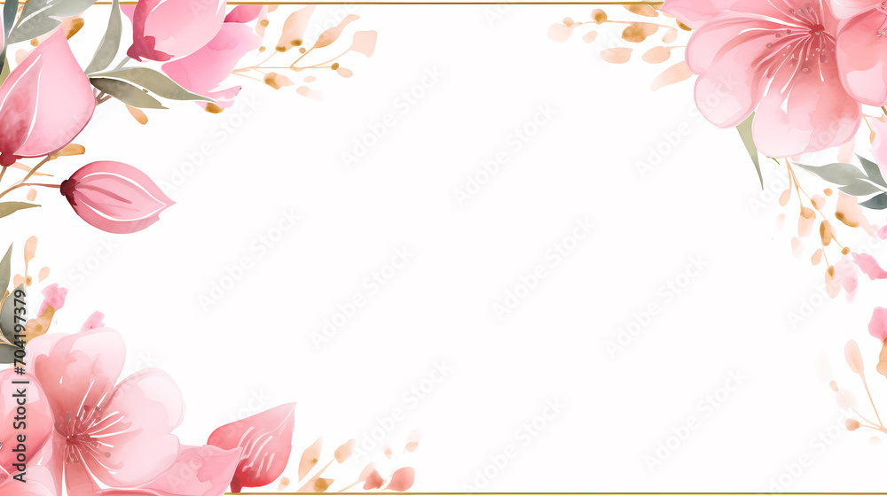 Floral frame with watercolor flowers, decorative flower background ...