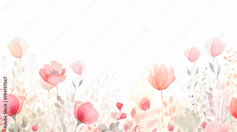 Floral frame with watercolor flowers, decorative flower background ...