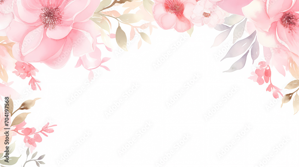 Floral frame with watercolor flowers, decorative flower background ...
