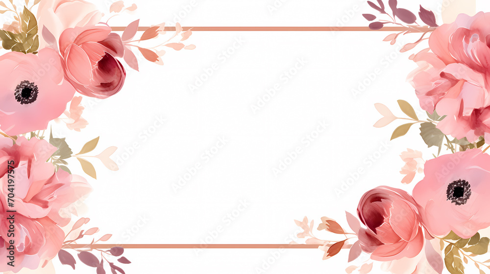 Floral frame with watercolor flowers, decorative flower background ...