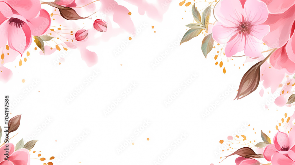 Floral frame with watercolor flowers, decorative flower background ...