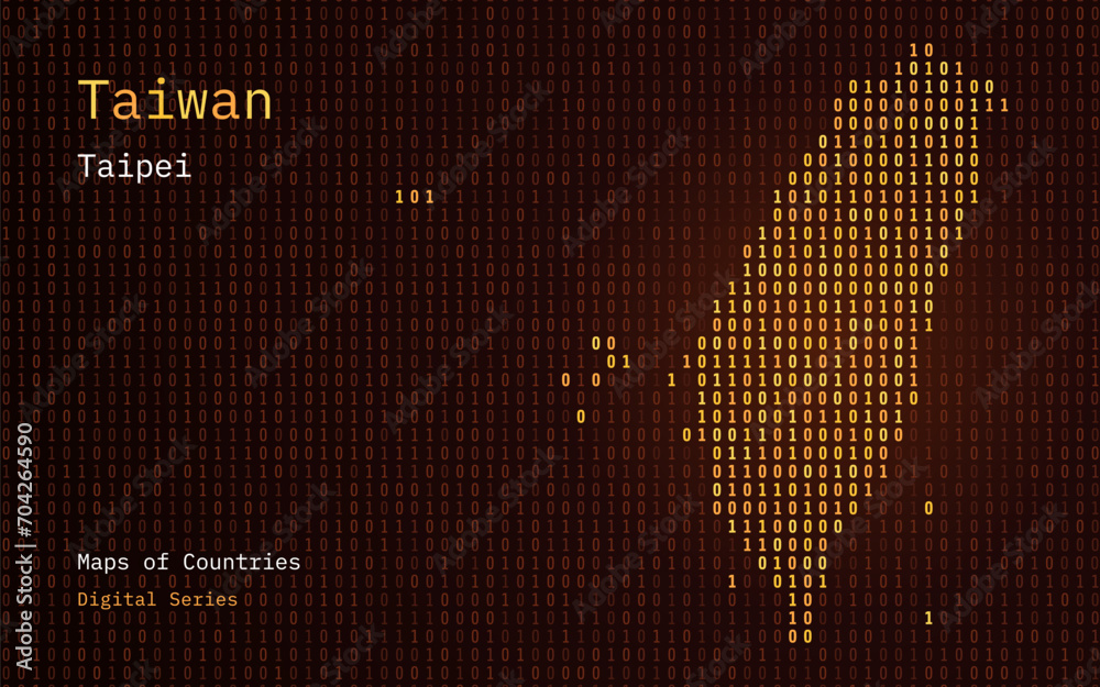 Stock-Vektorgrafik „Taiwan Gold Map Shown in Binary Code Pattern. TSMC ...
